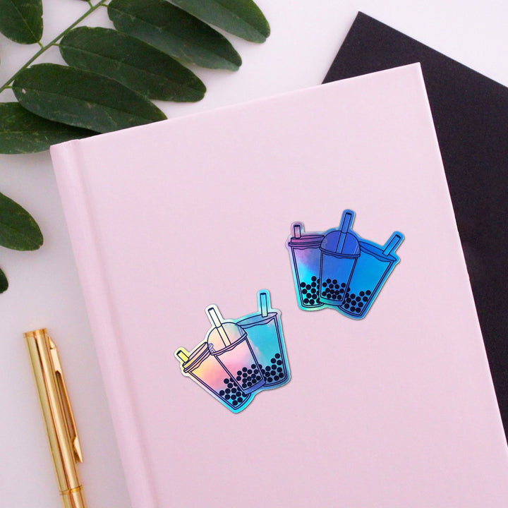 HOLOGRAPHIC BOBA TRIO STICKER PACK — Boba Love - Bubble tea apparel and ...